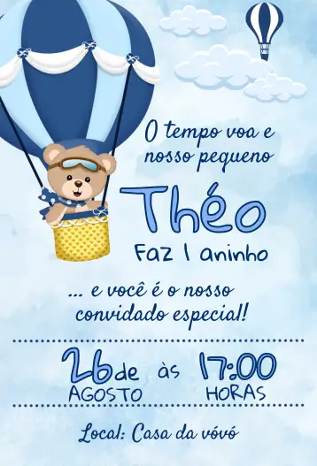 Invitación Digital Globo Azul - Cumpleaños Infantil | Convitede
